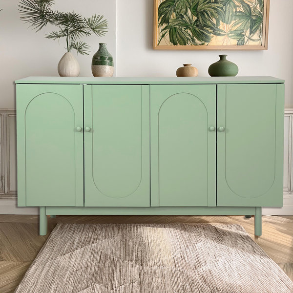 Latitude Run® Ziwot 4-Door Intaglio Storage Cabinet With Pine Legs,Sideboard,Buffet With ...